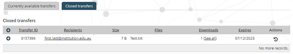 View FileSender transfers – AARNet Knowledge Base